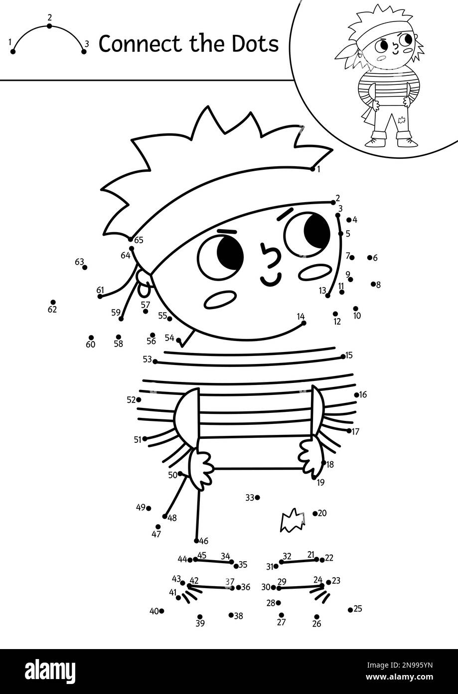 Vecteur d'activité point à point et couleur avec un mignon pirate ...