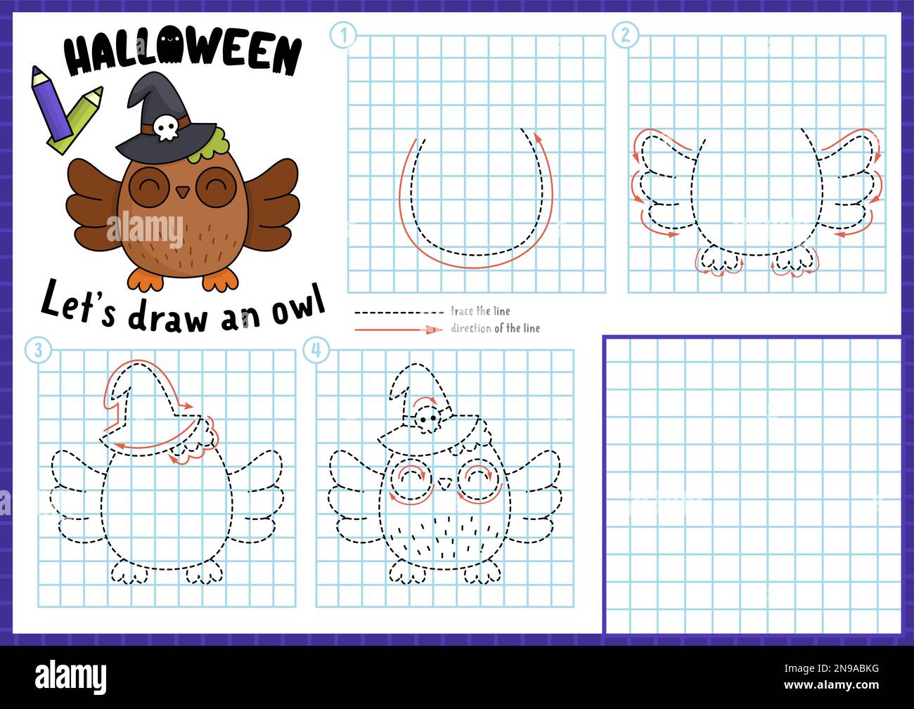 Feuille de travail de dessin étape par étape pour Halloween. Comment ... Feuille de travail de dessin étape par étape pour Halloween. Comment ...