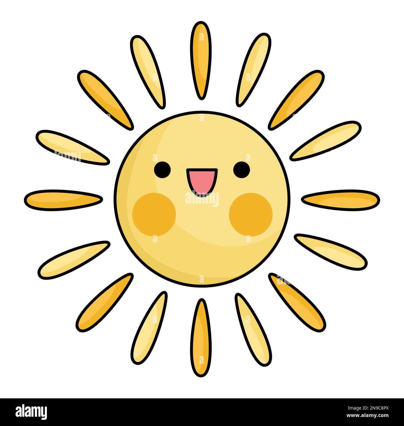 Icône de soleil de vecteur kawaii pour les enfants. Illustration du ...