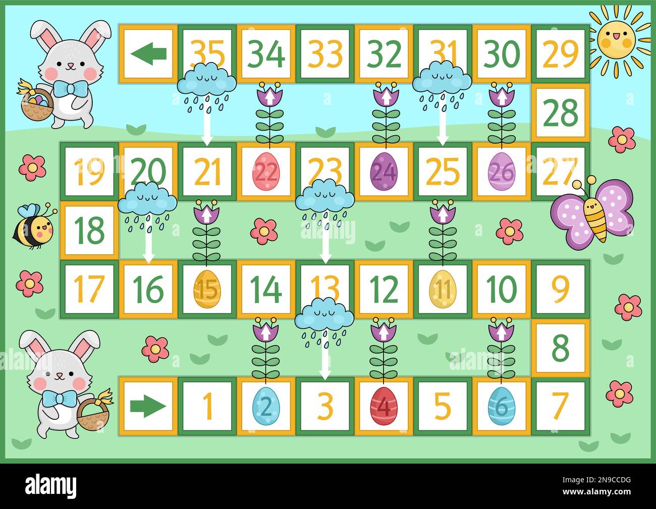 Jeu de table de Pâques pour les enfants avec lapin drôle allant pour la ...