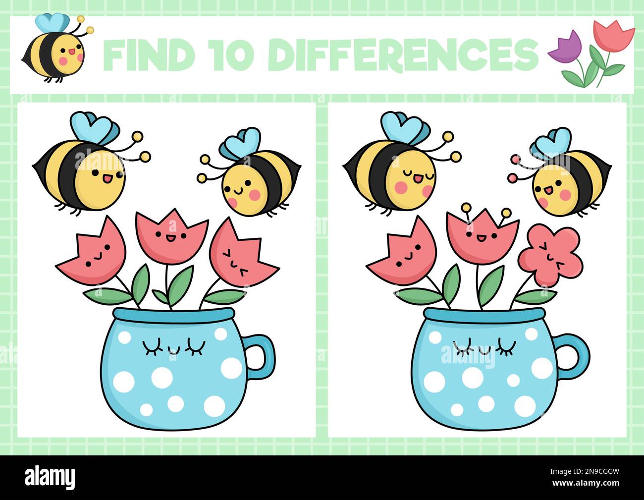 Jardin kawaii trouver des jeux de différences pour les enfants ...