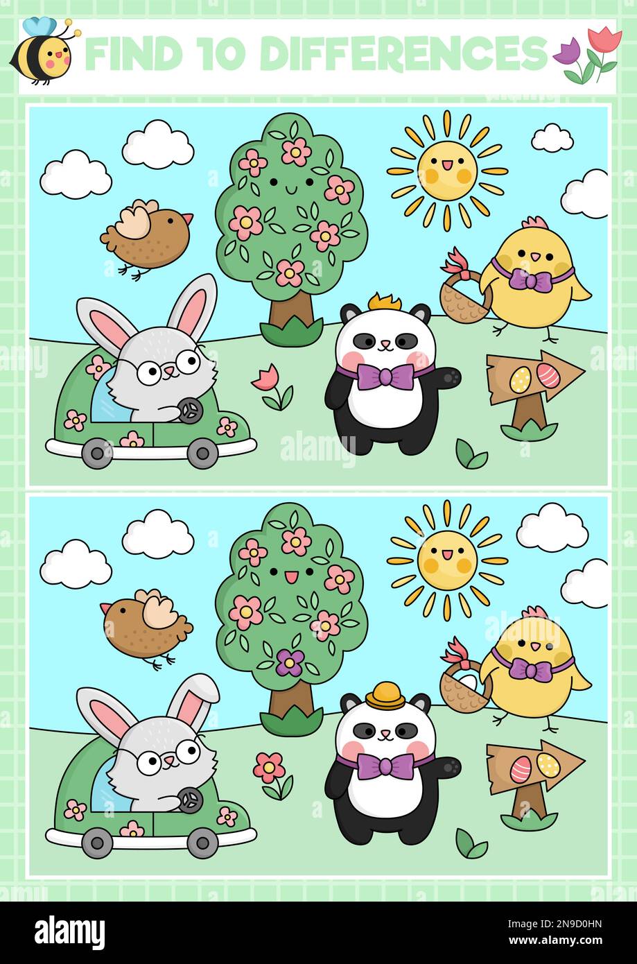 Le kawaii de Pâques trouve le jeu de différences pour les enfants ...
