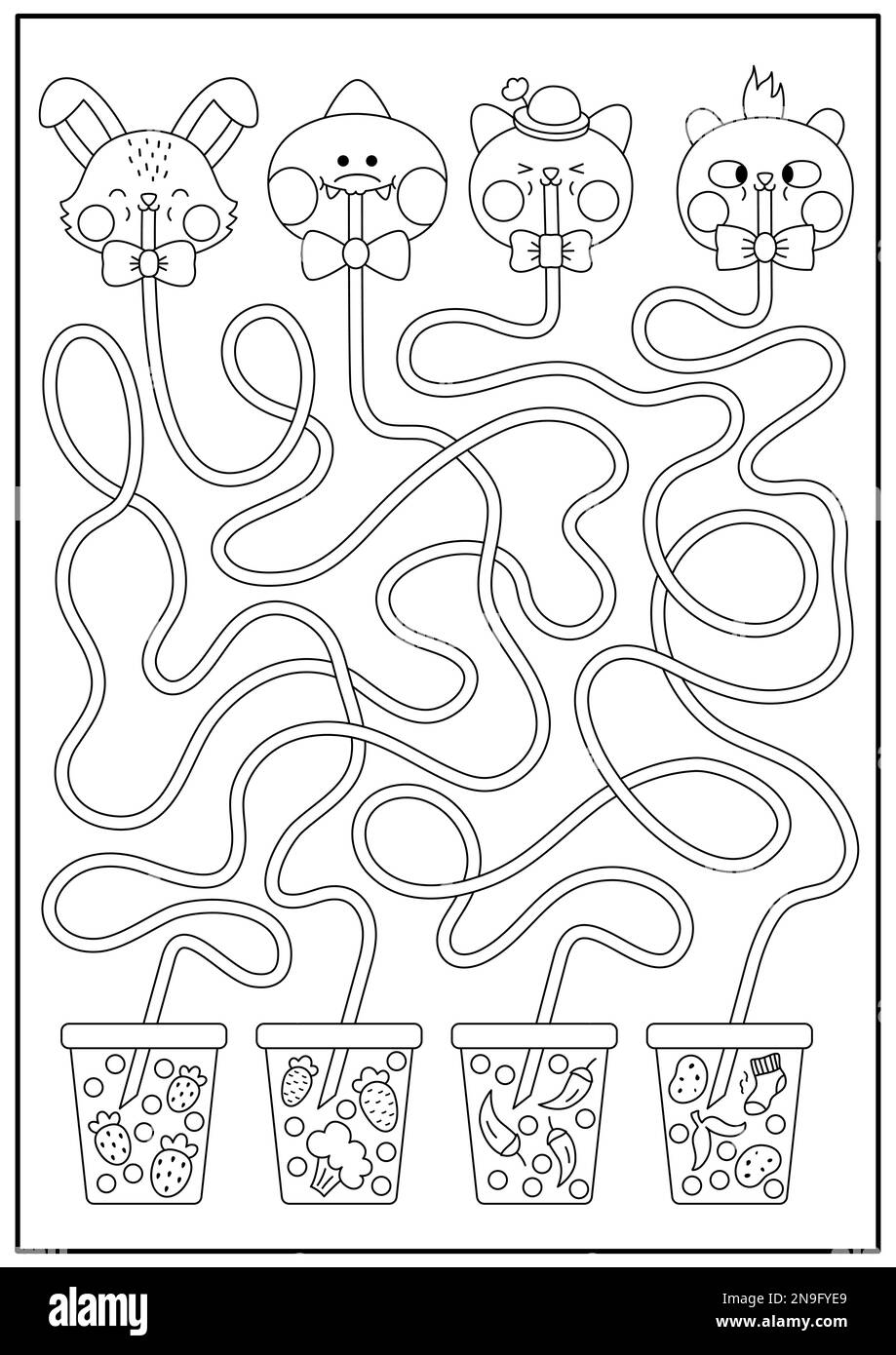Cartoon maze labyrinth game Banque d'images noir et blanc - Page 3 - Alamy
