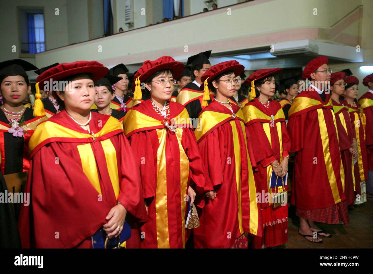 In this photo taken on April 5, 2008, students attend the graduation ...