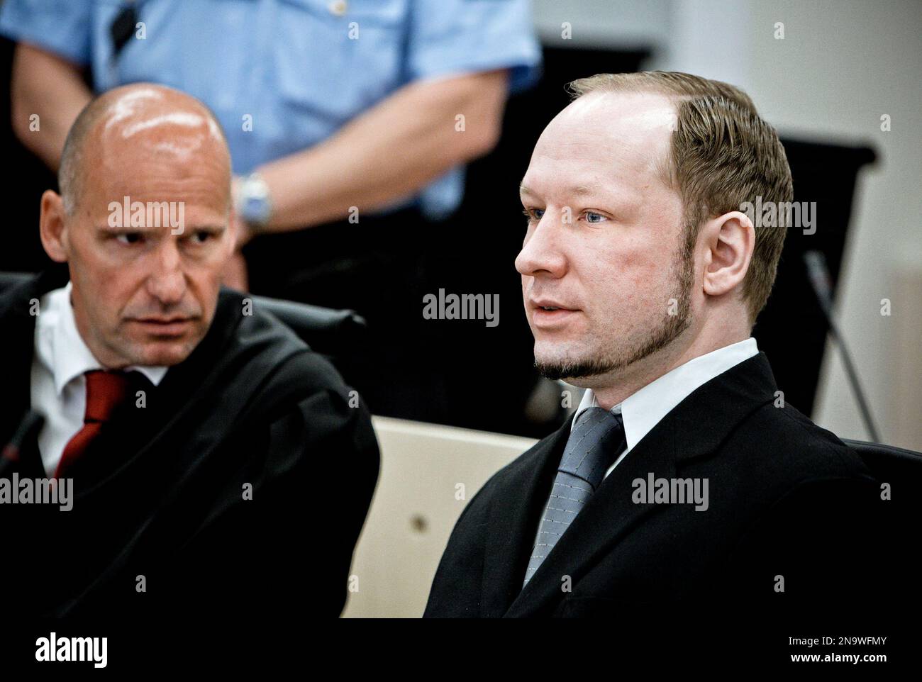 Terror- and murder charged Anders Behring Breivik, right, and his ...