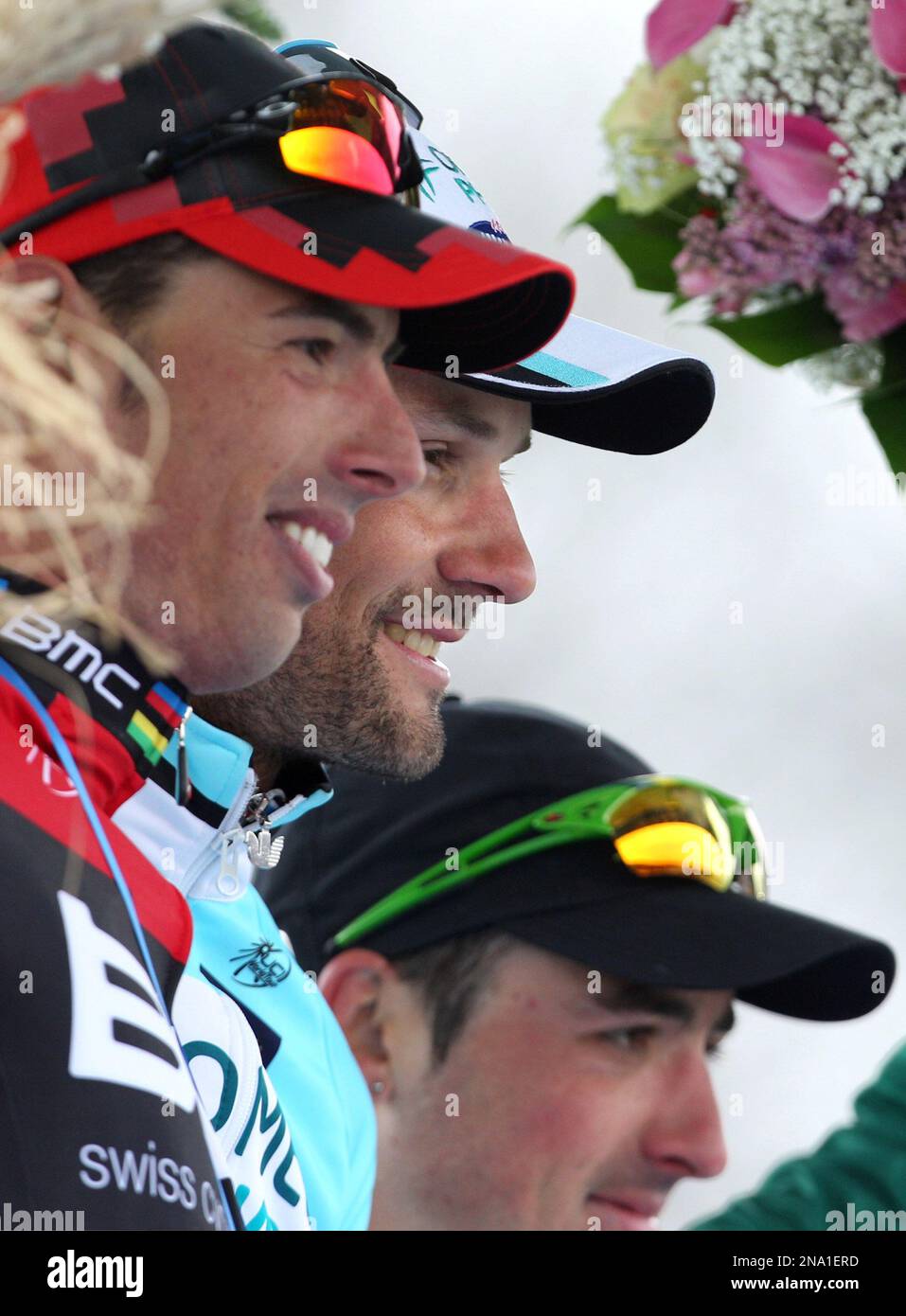 Belgium's Tom Boonen of the Omega Pharma team, center, poses on the ...