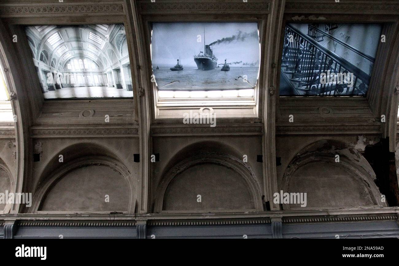 In this Tuesday March 13, 2012 old images of the Titanic can be seen on ...