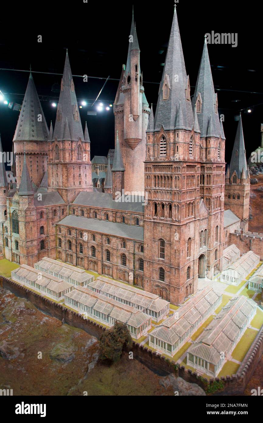 A model of Hogwarts castle from the Harry Potter film series is ...