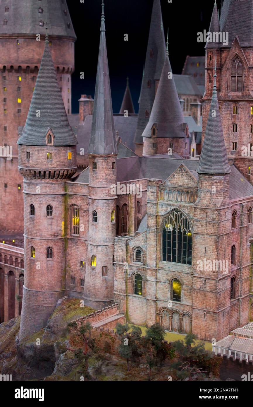 A model of Hogwarts castle from the Harry Potter film series is ...