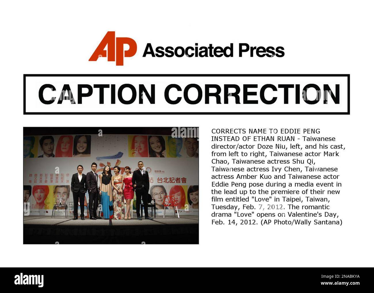 Taiwanese director/actor Doze Niu, left, and his cast, from left to ...