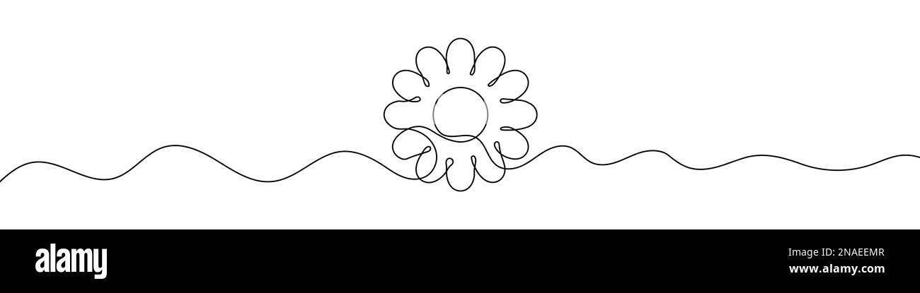 Dessin de ligne continu de fleur. Icône de fleur d'une ligne. Arrière ...
