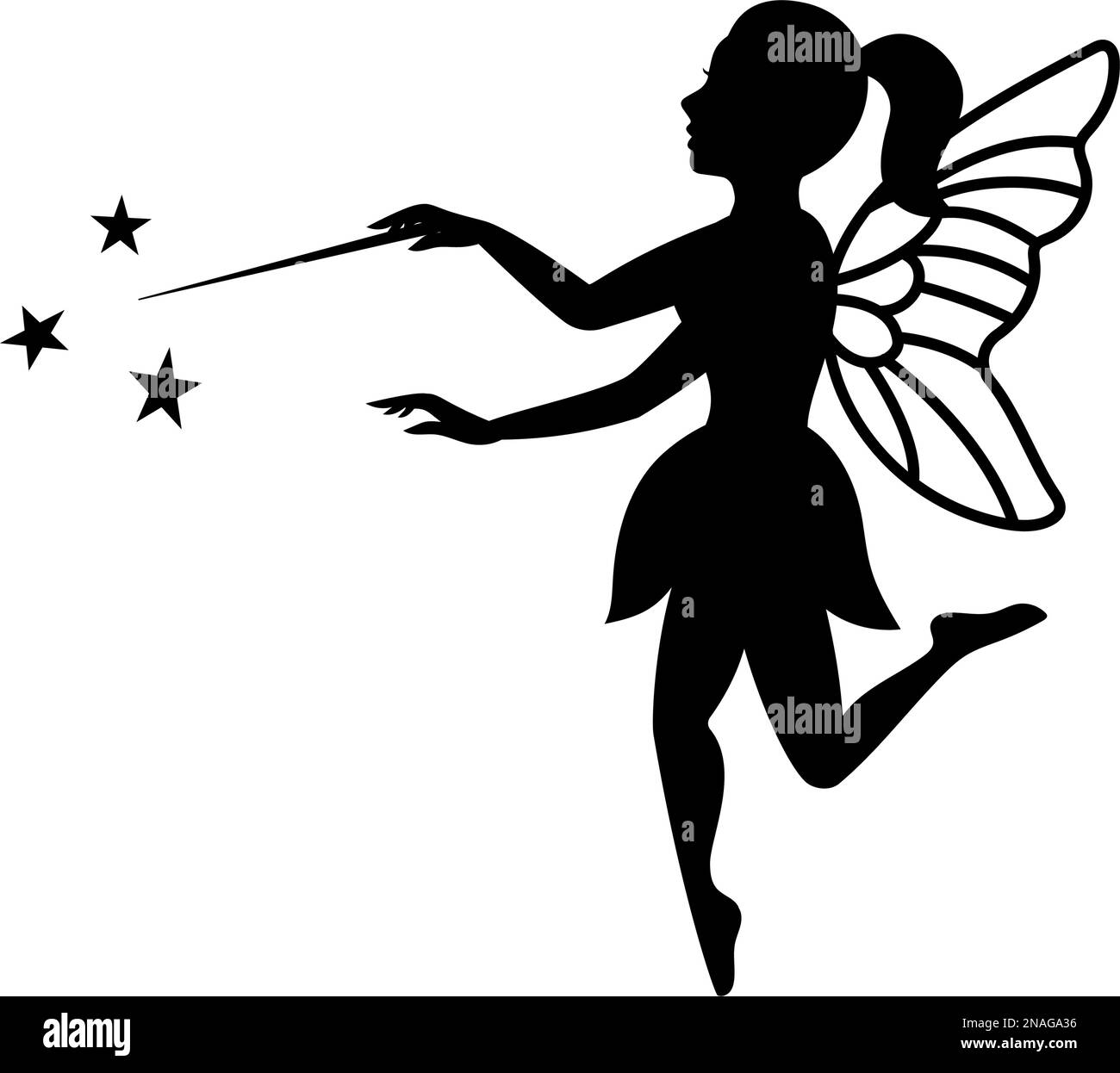 Fée avec baguette magique. Logo de personnage de conte mythique. Petite ...