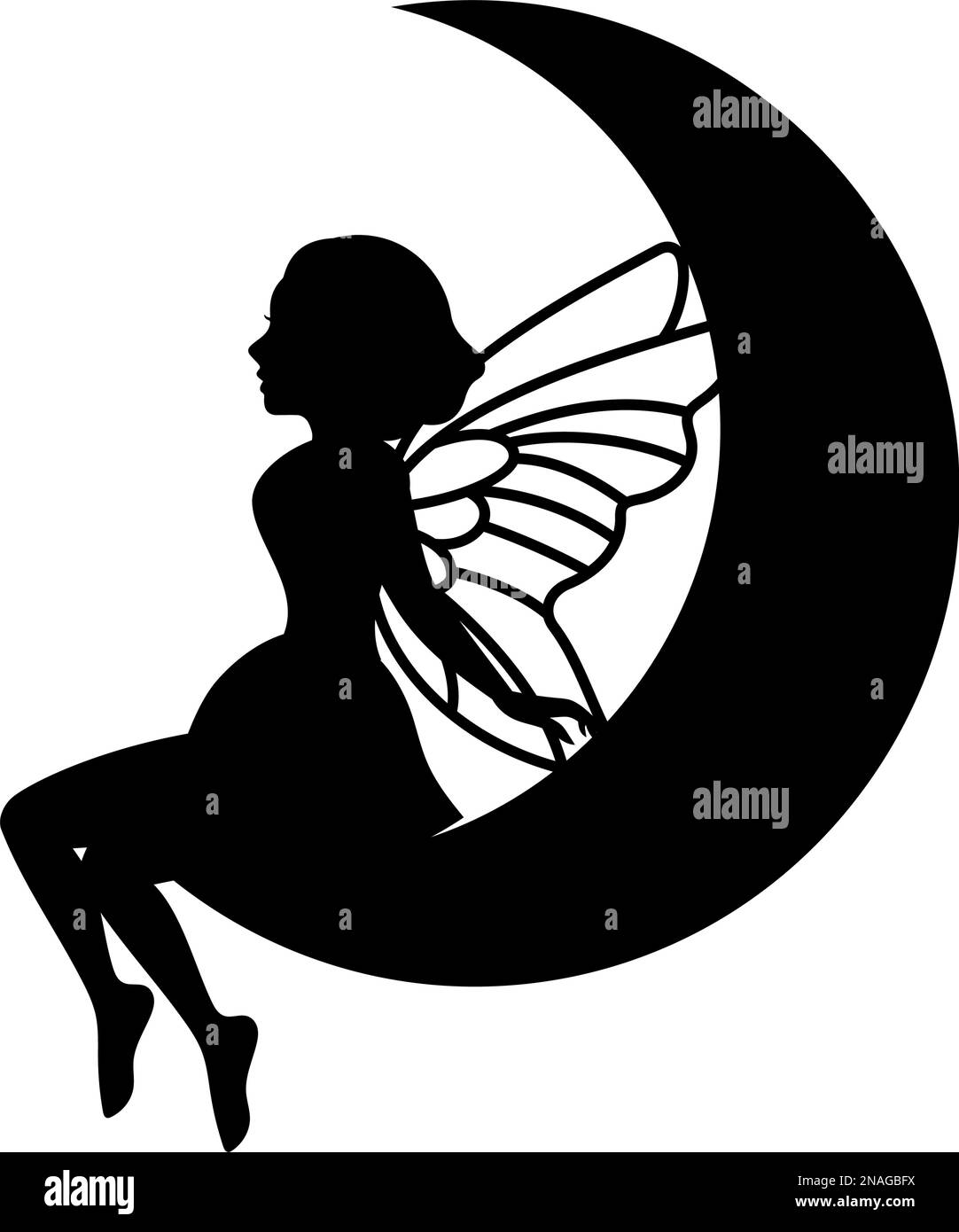 Petite fée. Logo de personnage de conte mythique. Silhouette de petite ...