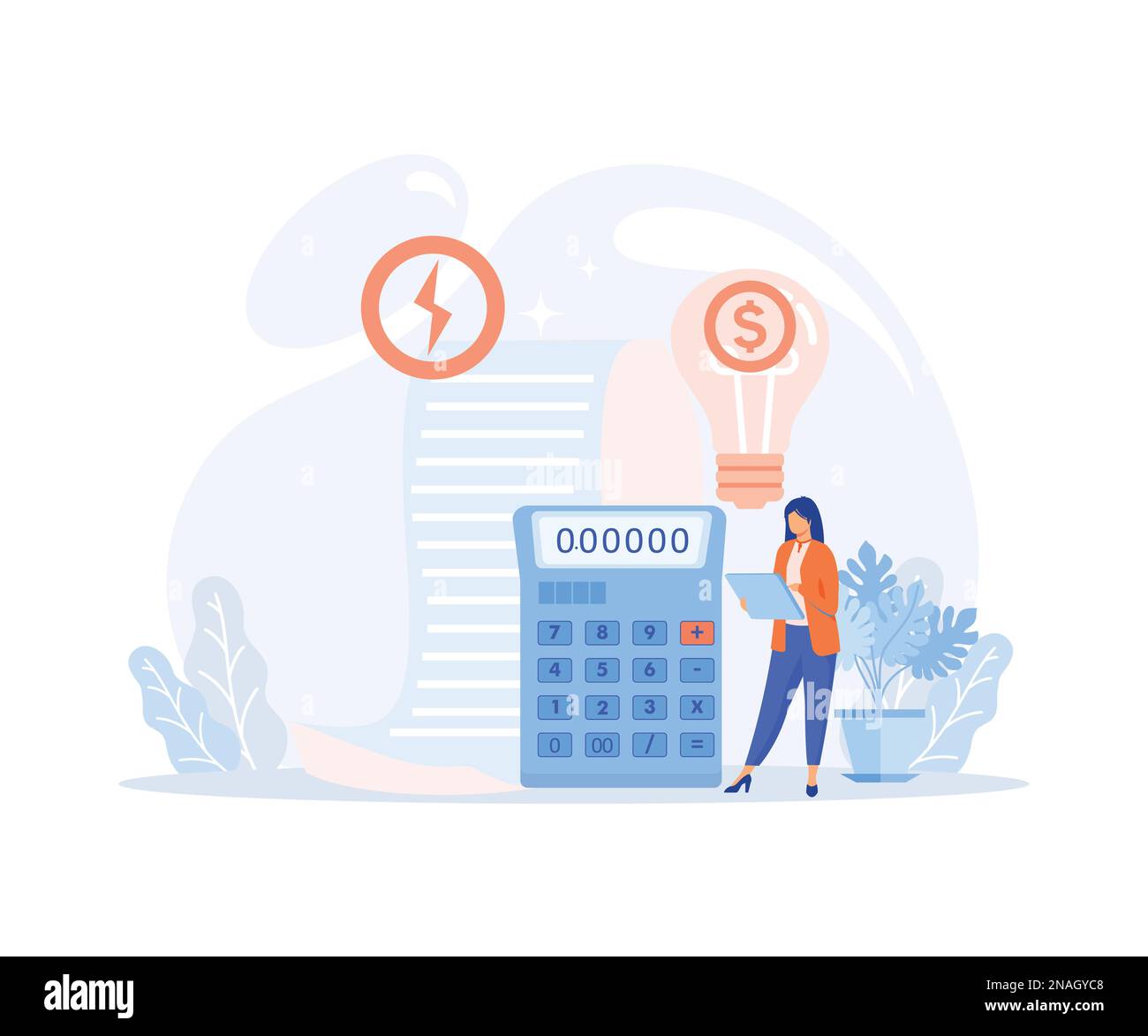 Illustration du développement durable. Personnages calculant et payant ...