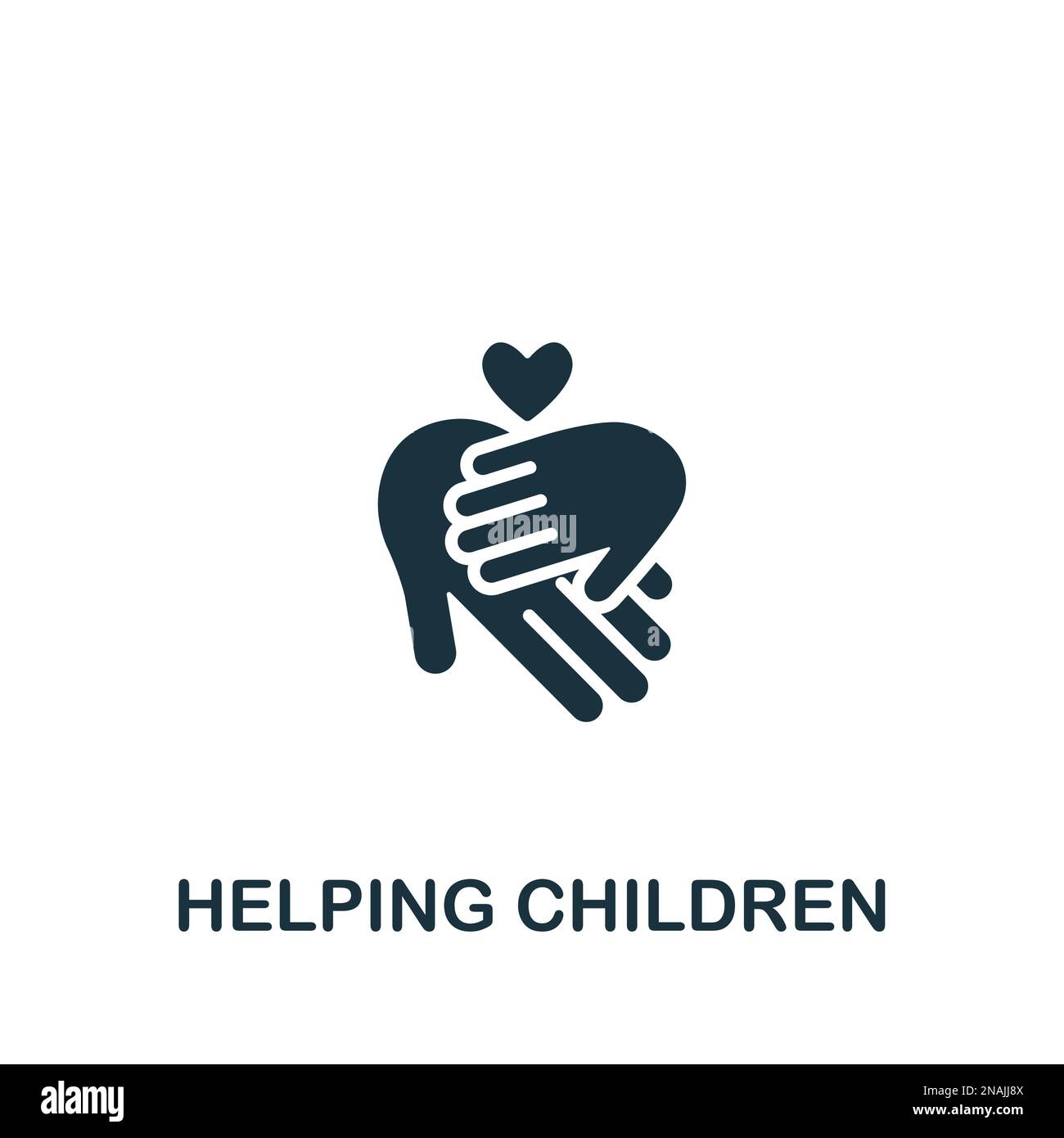 Icône aider les enfants. Affiche monochrome simple de la collection de ...