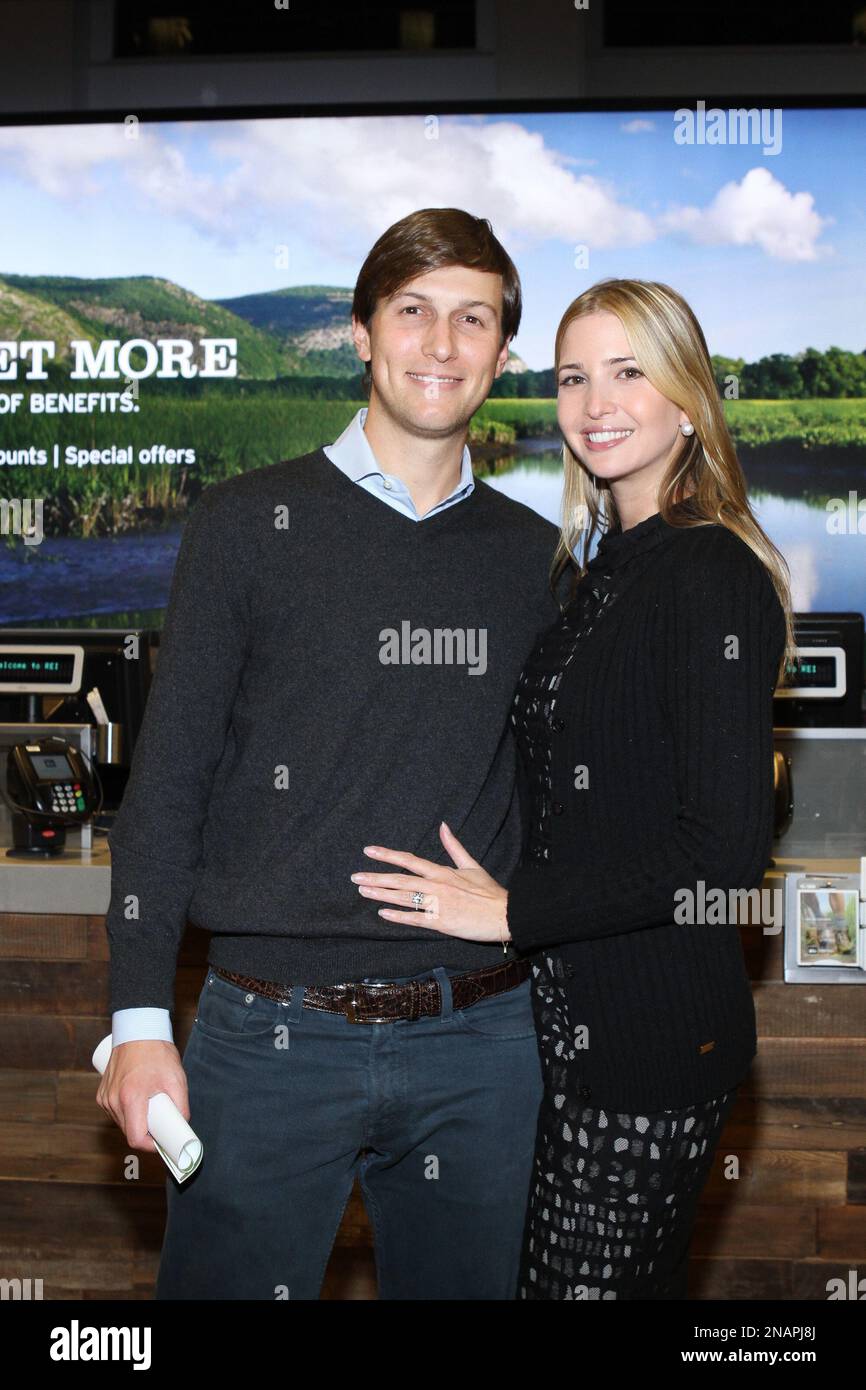 [L-R} Puck building owner and real estate mogul Jared Kushner and wife ...