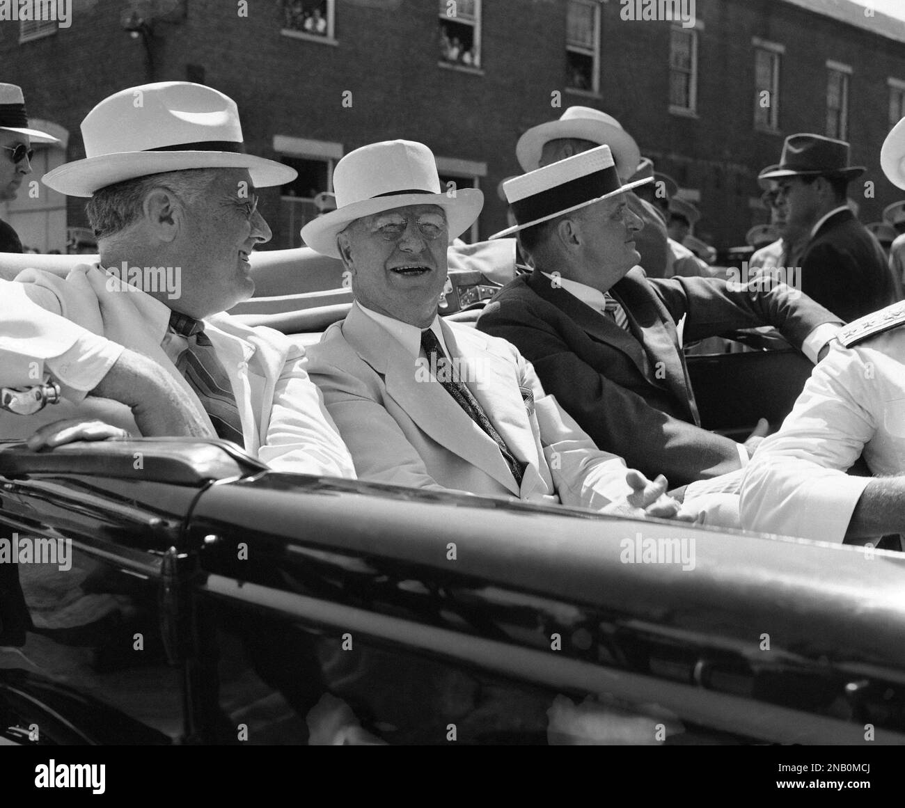 U.S. President Franklin D. Roosevelt, secretary of Navy Frank Knox, and ...