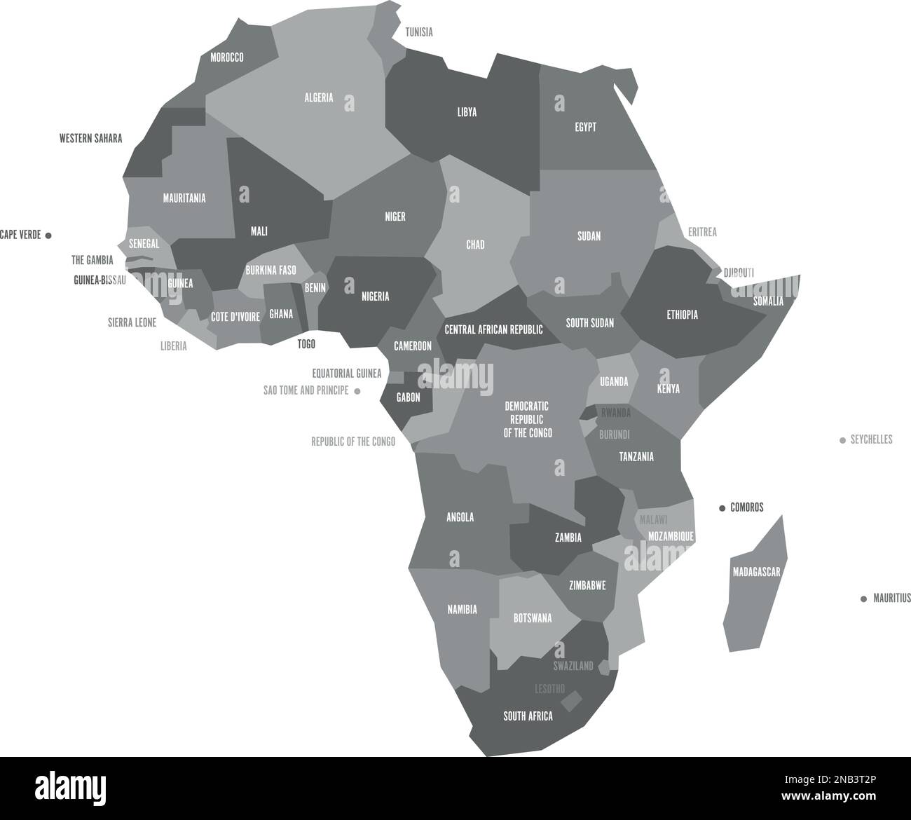 Carte politique infographique vectorielle très simplifiée de l'Afrique ...