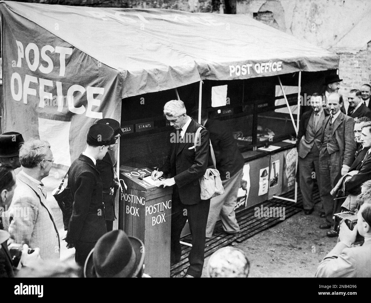 Postmaster General W. S. Morrison sending the first message from the ...