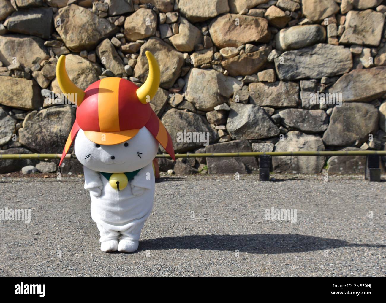 Hikonyan a mascot created by the Hikone City, appears in front of ...