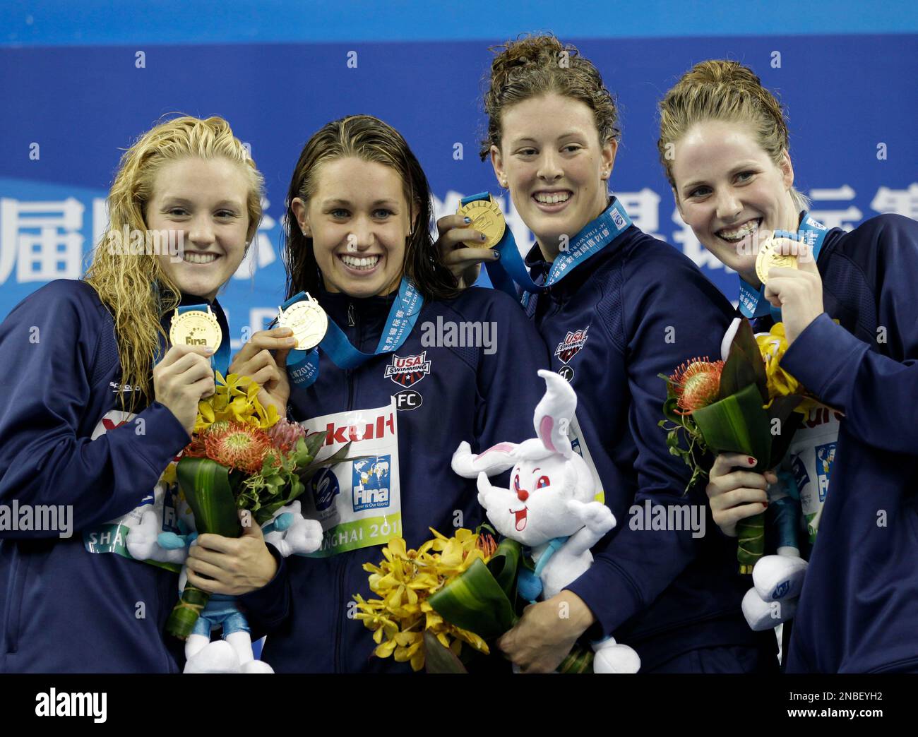 U.S. women's team's members, from left, Dagny Knutson, Kathryn Hoff ...