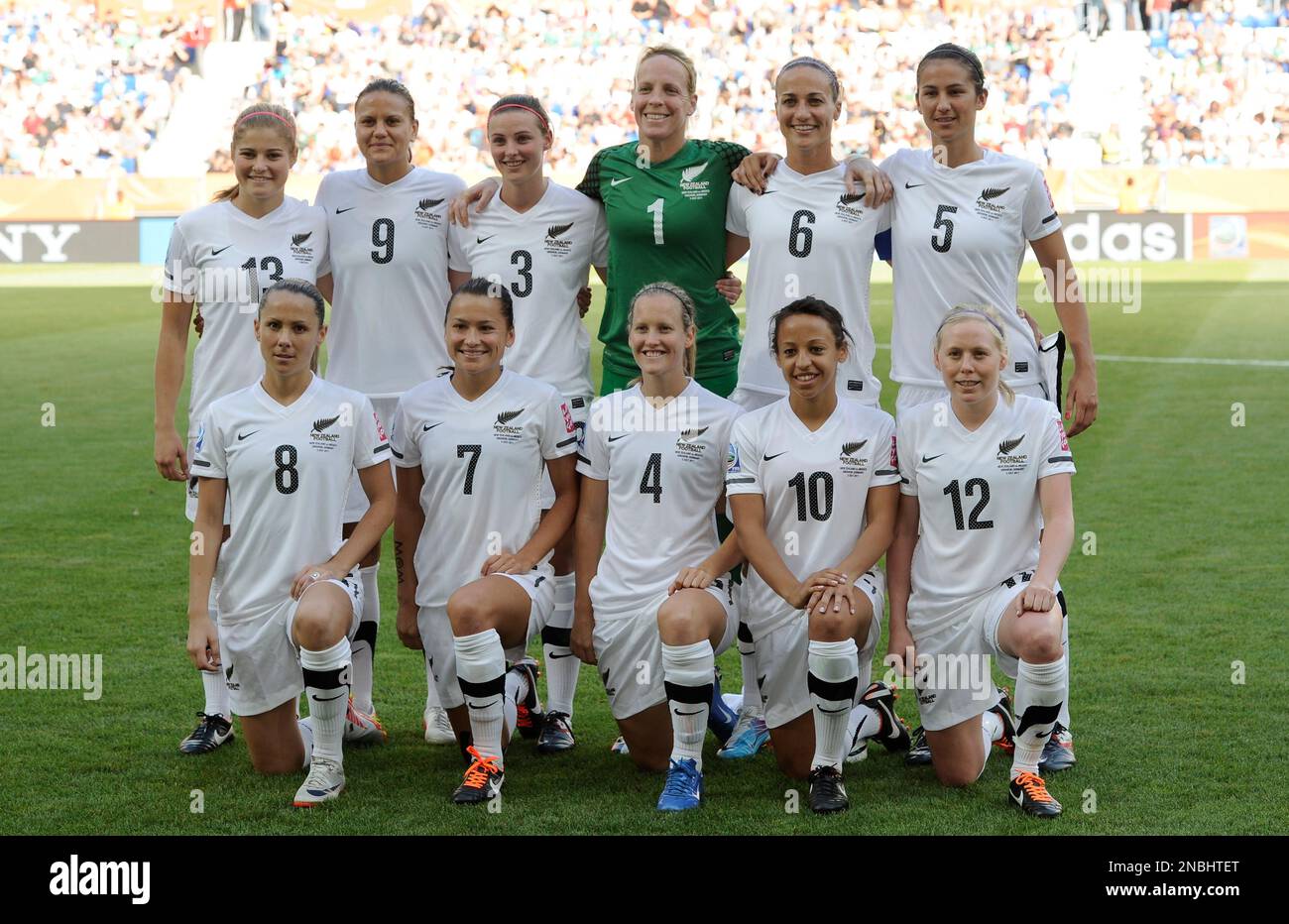 New Zealand's team back row from left Rosie White, Amber Hearn, Anna ...