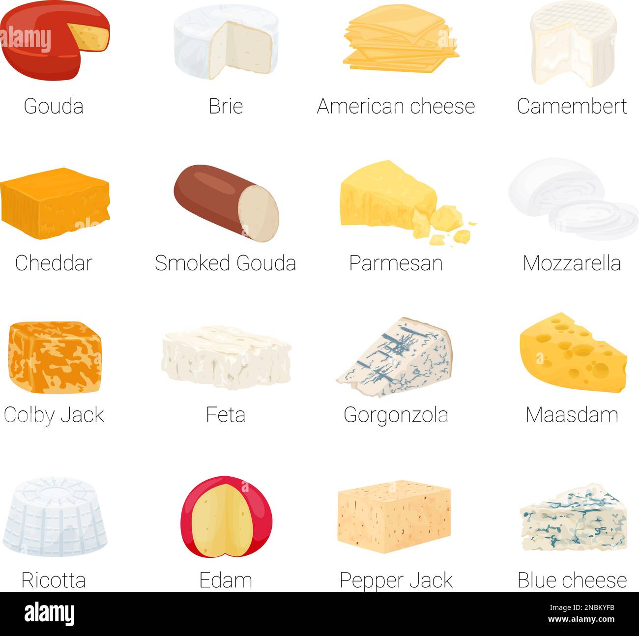 Assiette de fromages Icon avec gouda brie fromage américain camembert ...