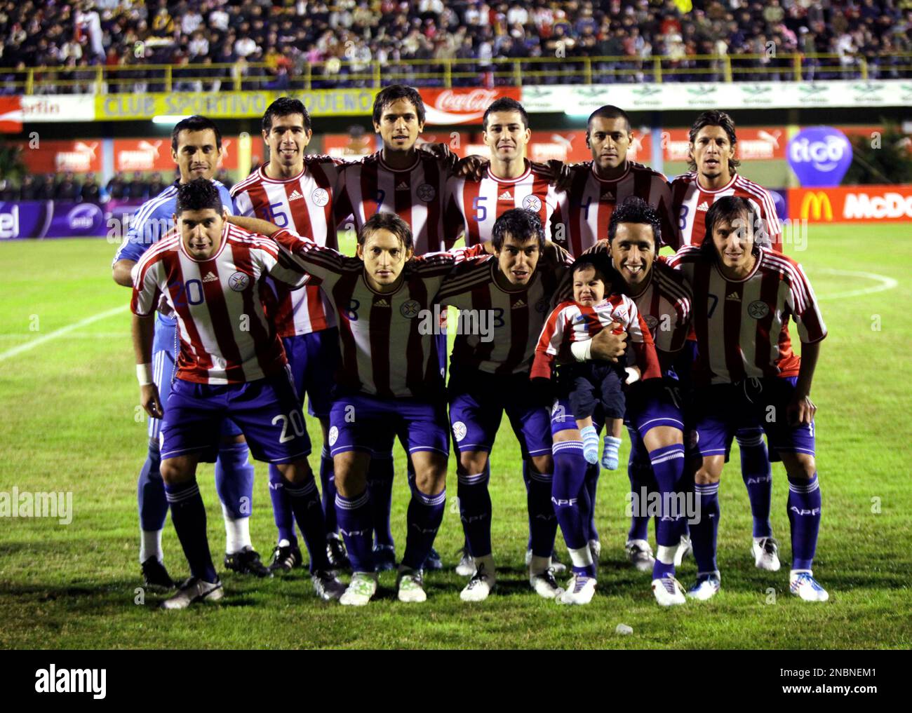 Paraguay's National soccer team players pose for photos before a ...