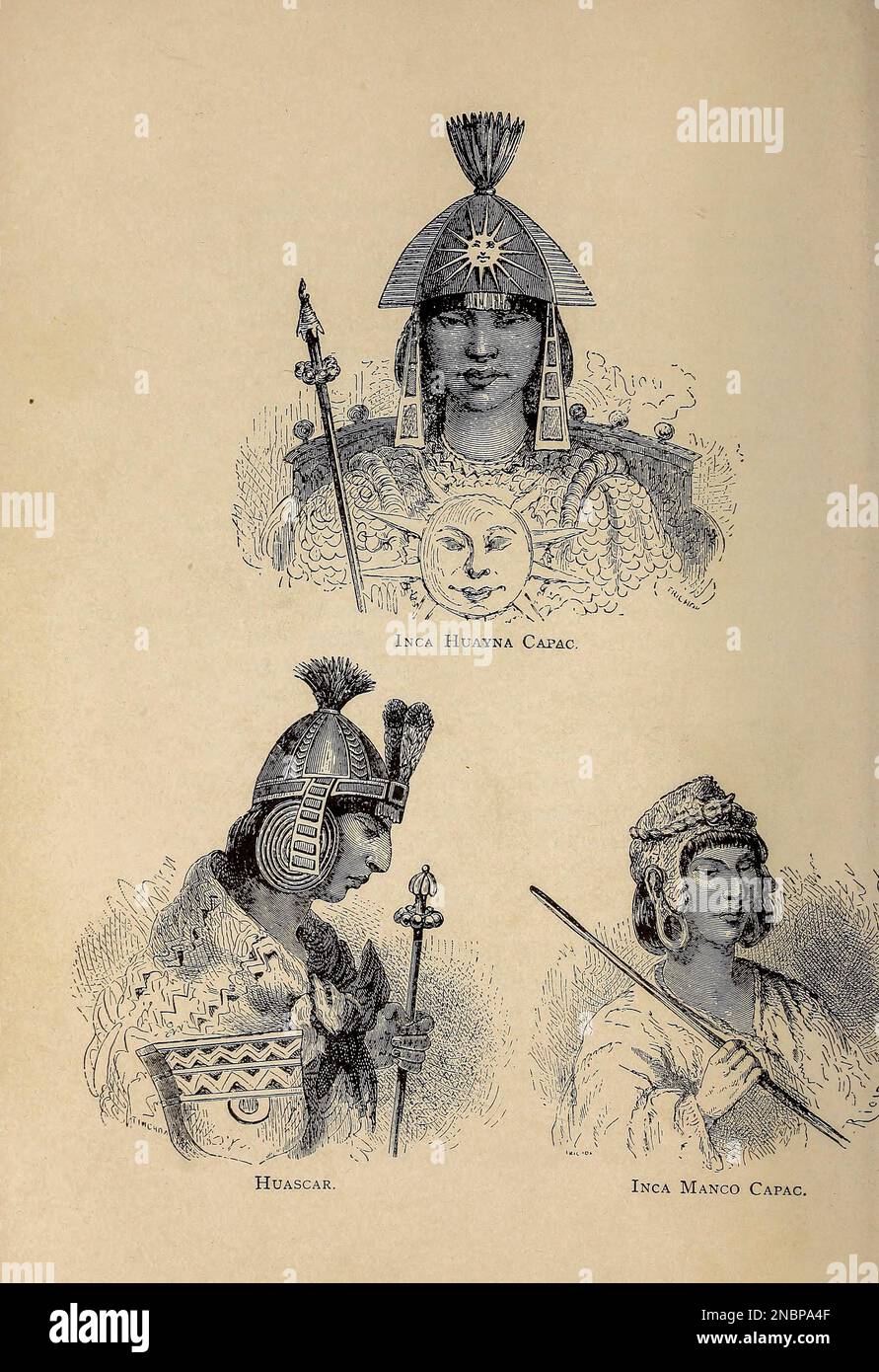 Portraits de trois Incas Inca Huayna Capac; Huascar; Inca Manco Capac ...