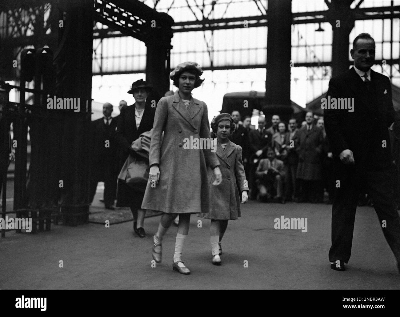 Princess Elizabeth, left, and Princess Margaret left Waterloo to meet ...