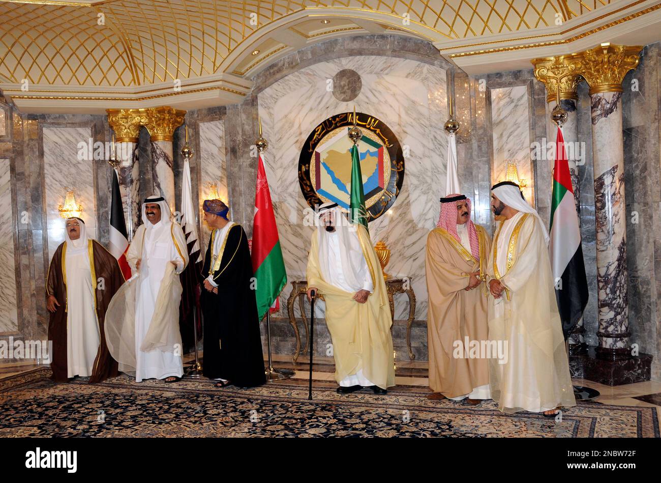 Arab gulf leaders from left to right, Kuwaiti Emir Sabah Al Ahmed Al ...