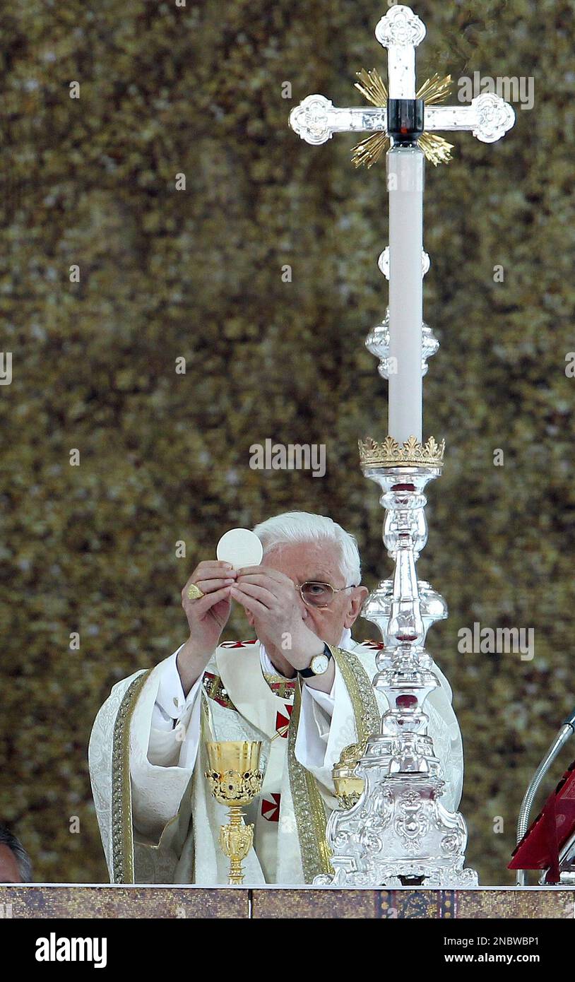 Pope Benedict XVI celebrates a Mass in Mestre, Italy, Sunday, May 8 ...
