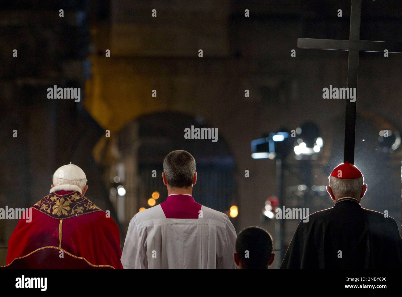 Pope Benedict XVI, left, presides over the Via Crucis (Way of Cross ...