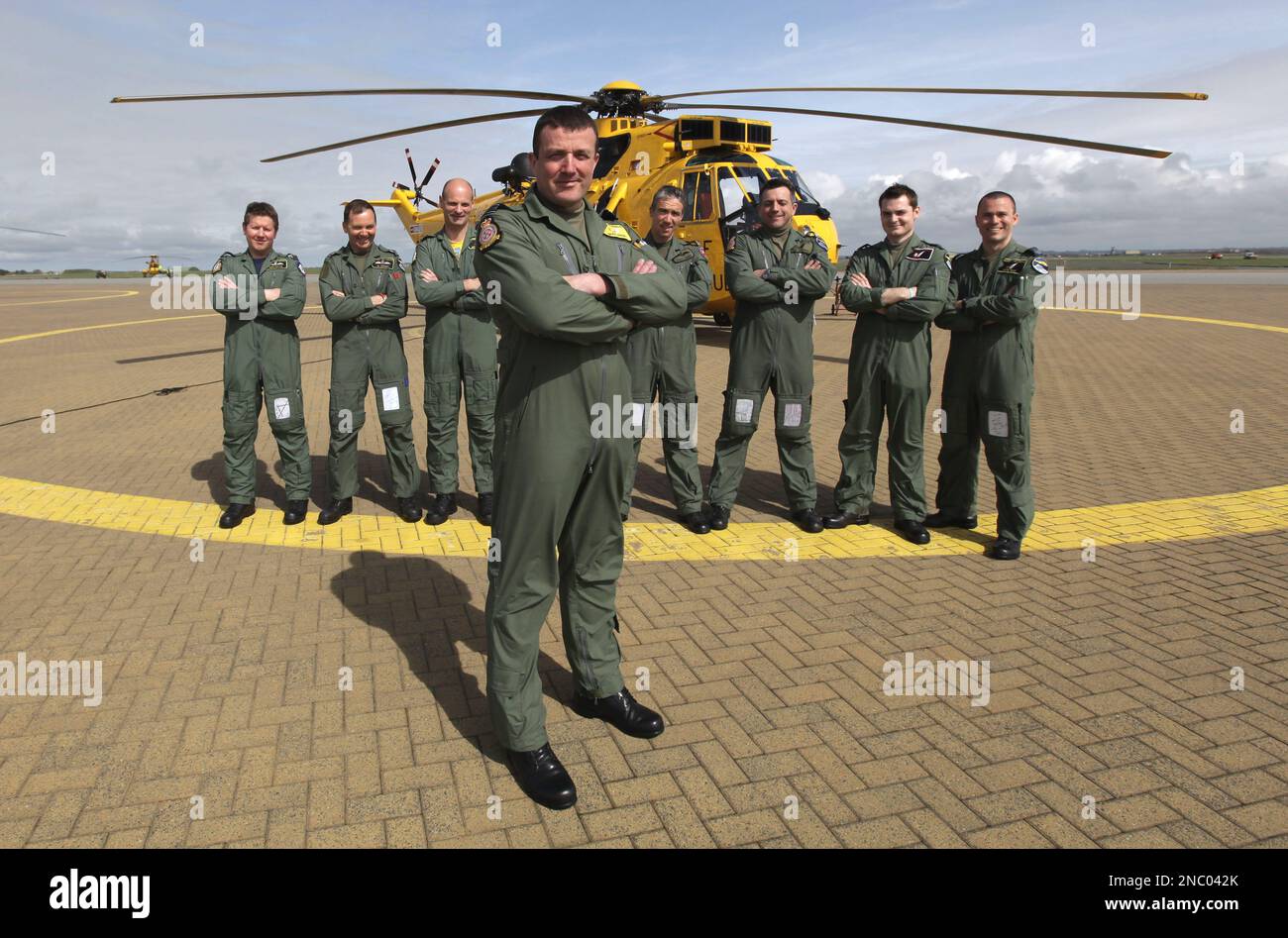 Colleagues of Britain's Prince William, from the left, Flight ...