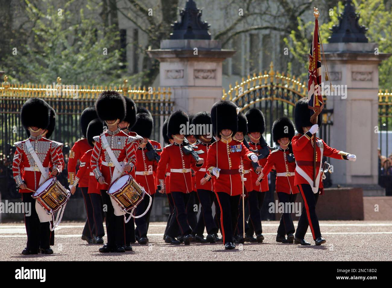 Welsh Guards perform their changing of guards ceremony at Buckingham ...