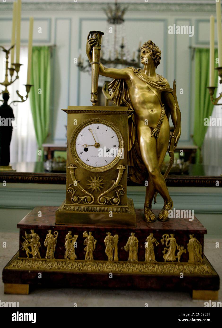 An imperial style clock is on display at the newly renovated Napoleonic ...