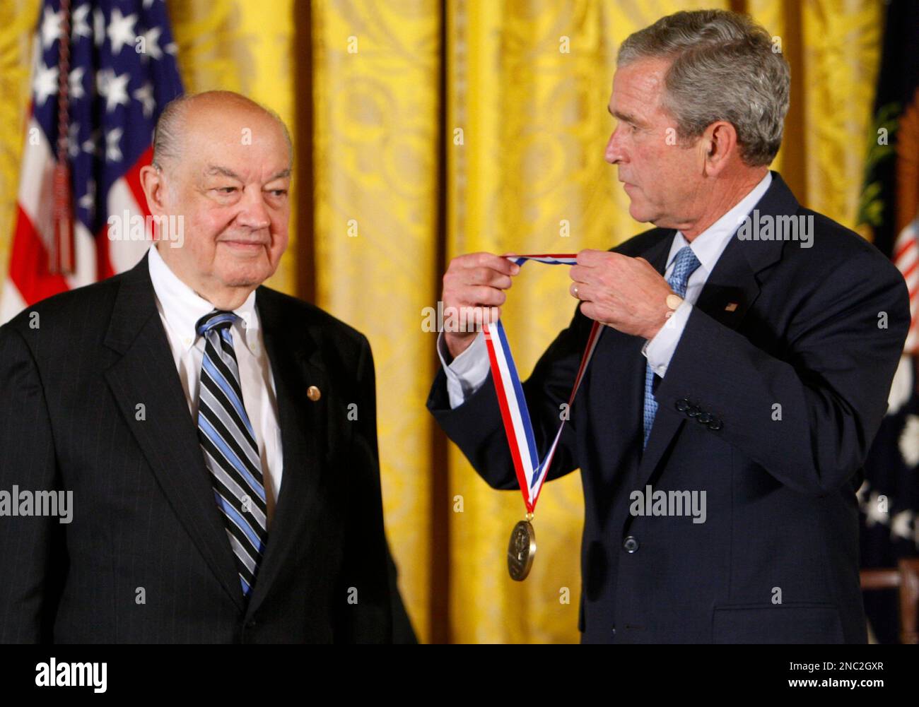FILE -- In a Sept. 29, 2008 file photo then President Bush presents ...