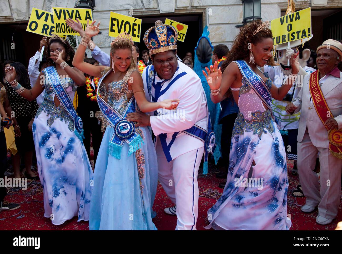 This year's King Momo, the crowned and costumed Milton Rodrigues ...