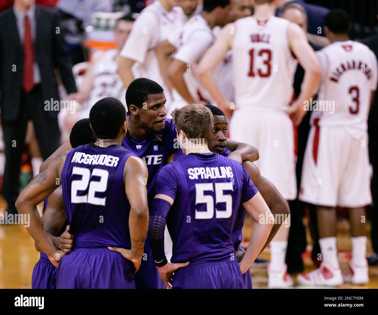 Kansas State's Rodney McGruder (22), Will Spradling (55), Jacob Pullen ...