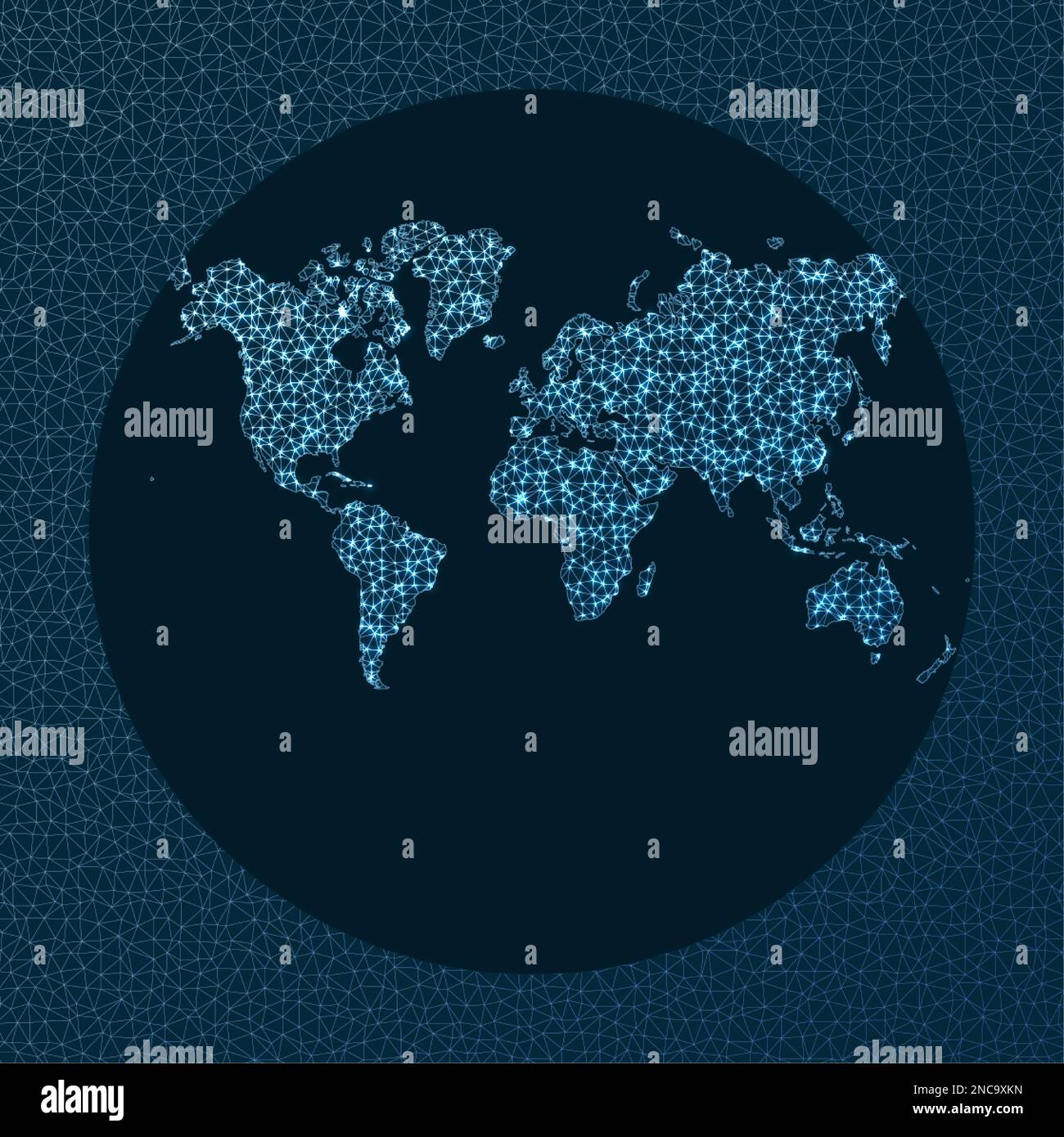 Carte Internet et connexions mondiales. Projection Van Der Grinten ...