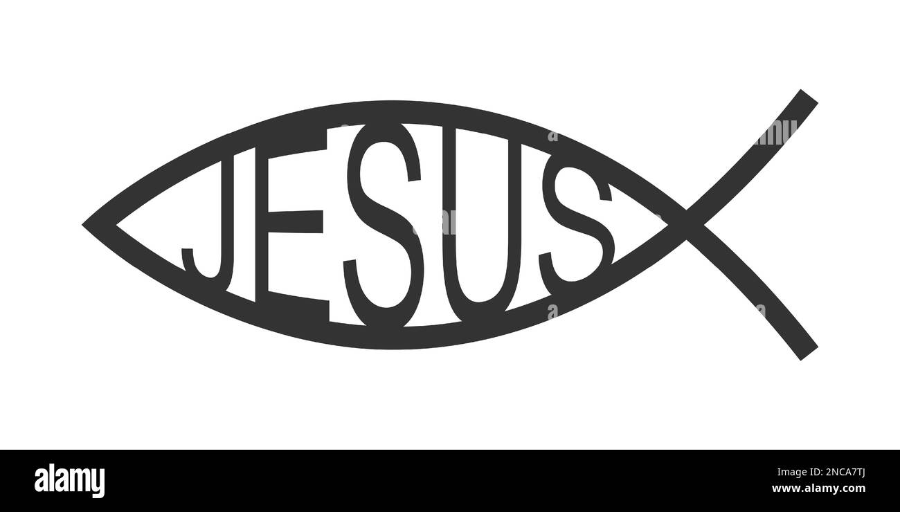 Jésus poisson. Icône Ichthys. Symbole de la Bible. Shibboleth secret ...