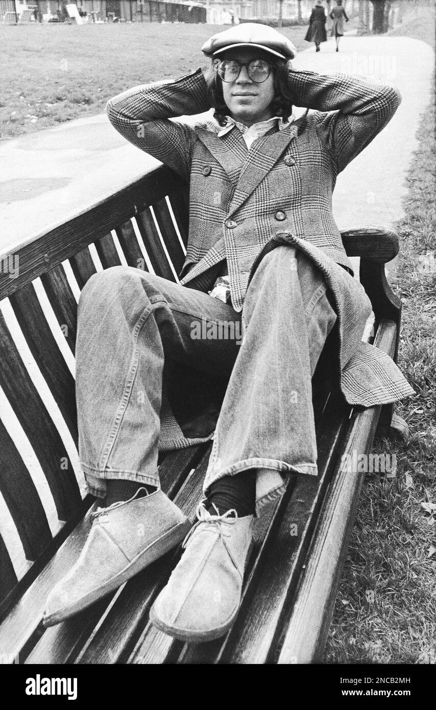 Sitting on a bench in London’s Green Park on March 14, 1976, is ...
