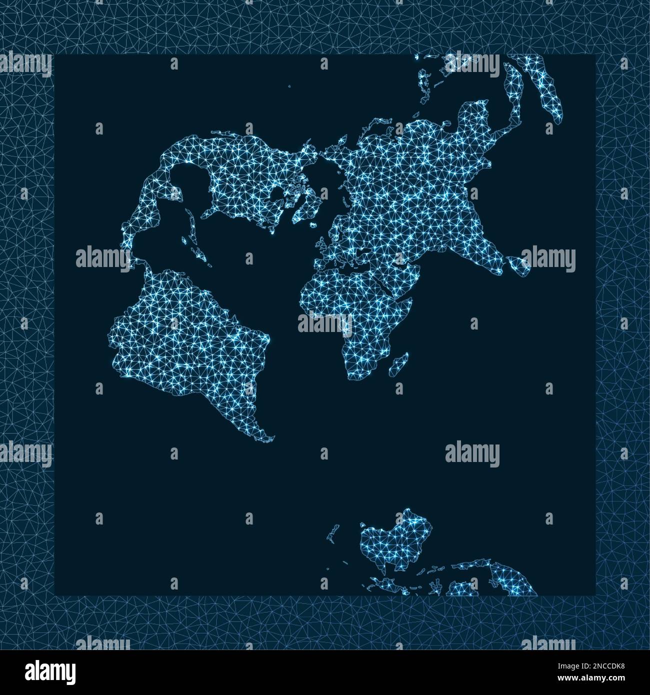 Carte abstraite du réseau mondial. Projection Mercator transversale ...
