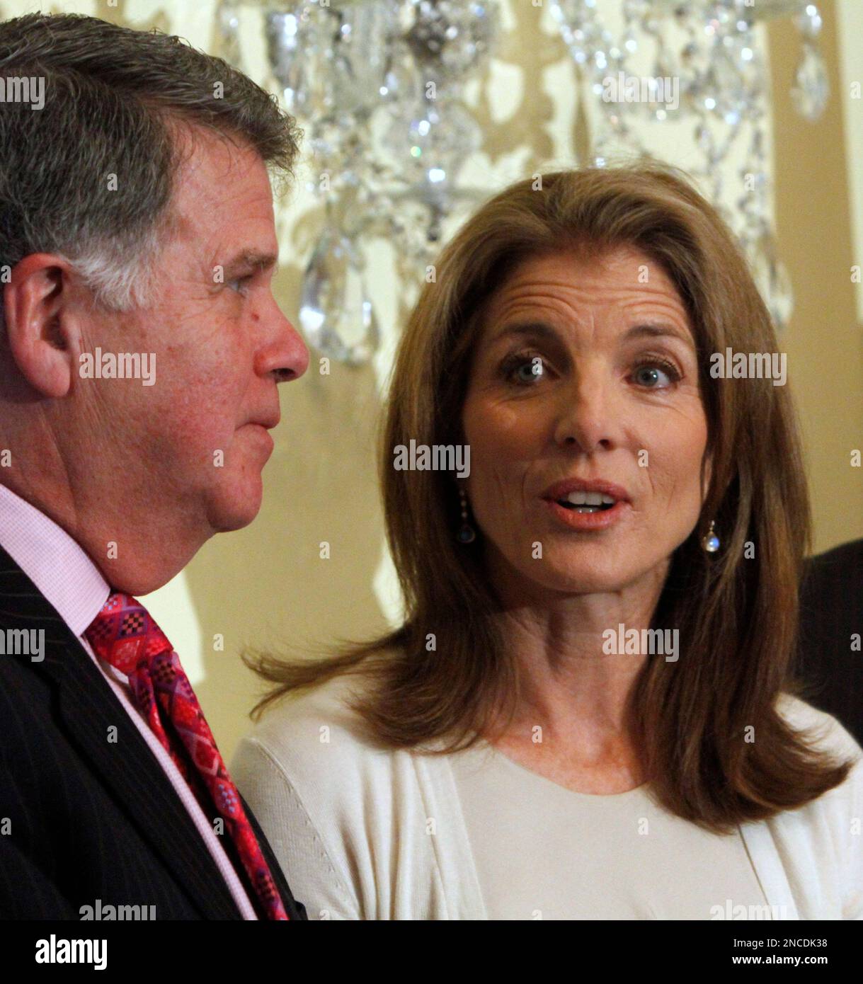 U.S. Archivist David Ferriero, left, and Caroline Kennedy speak to each ...