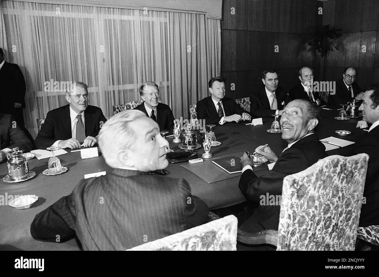 Egypt’s President Anwar Sadat and Prime Minister Mustafa Khalil ...