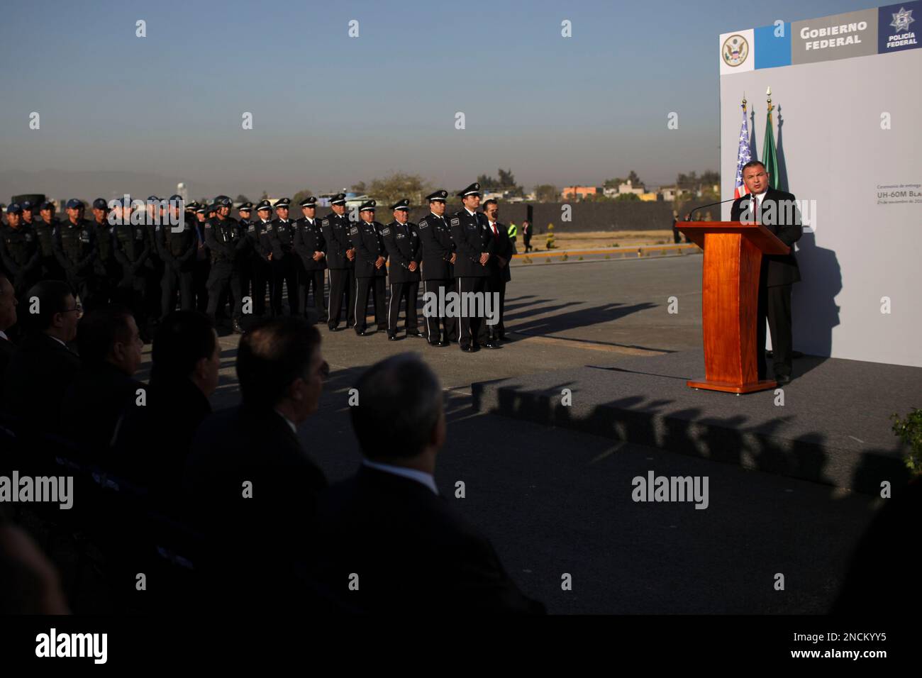 Mexico's Secretary of Public Safety Genaro Garcia Luna, right, delivers ...