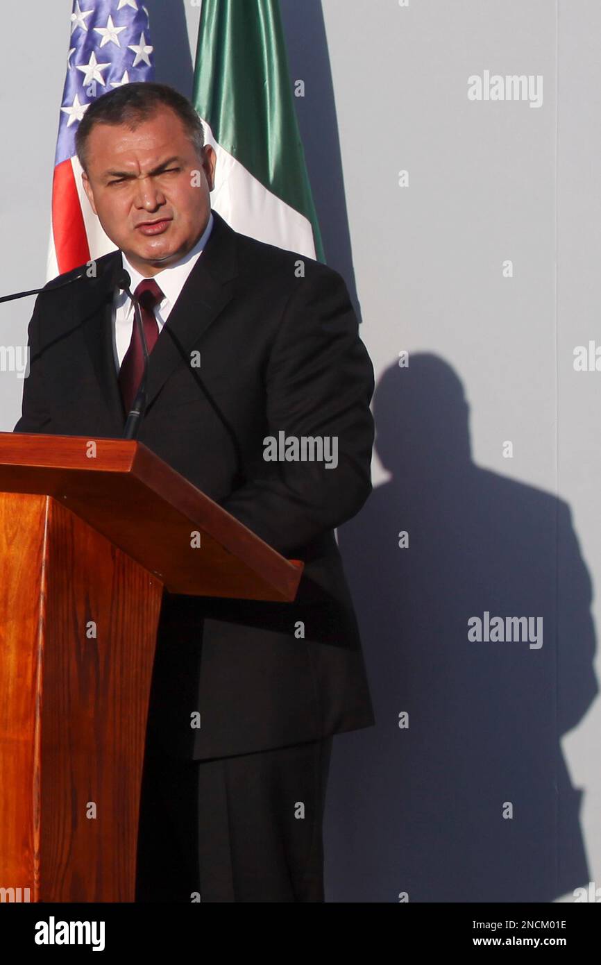 Mexico's Secretary of Public Safety Genaro Garcia Luna, delivers a ...