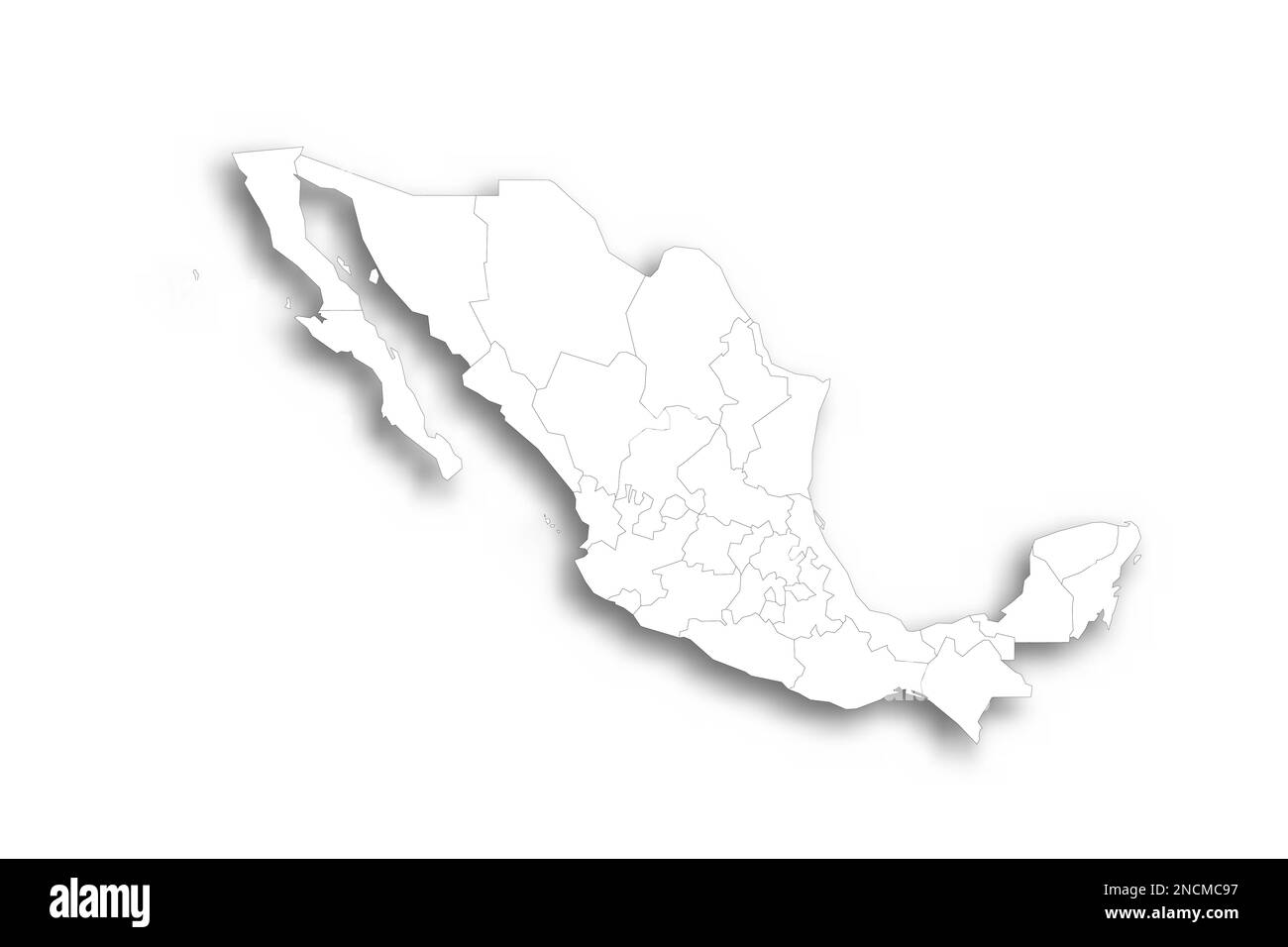 Mexique carte politique des divisions administratives - États et Mexico ...