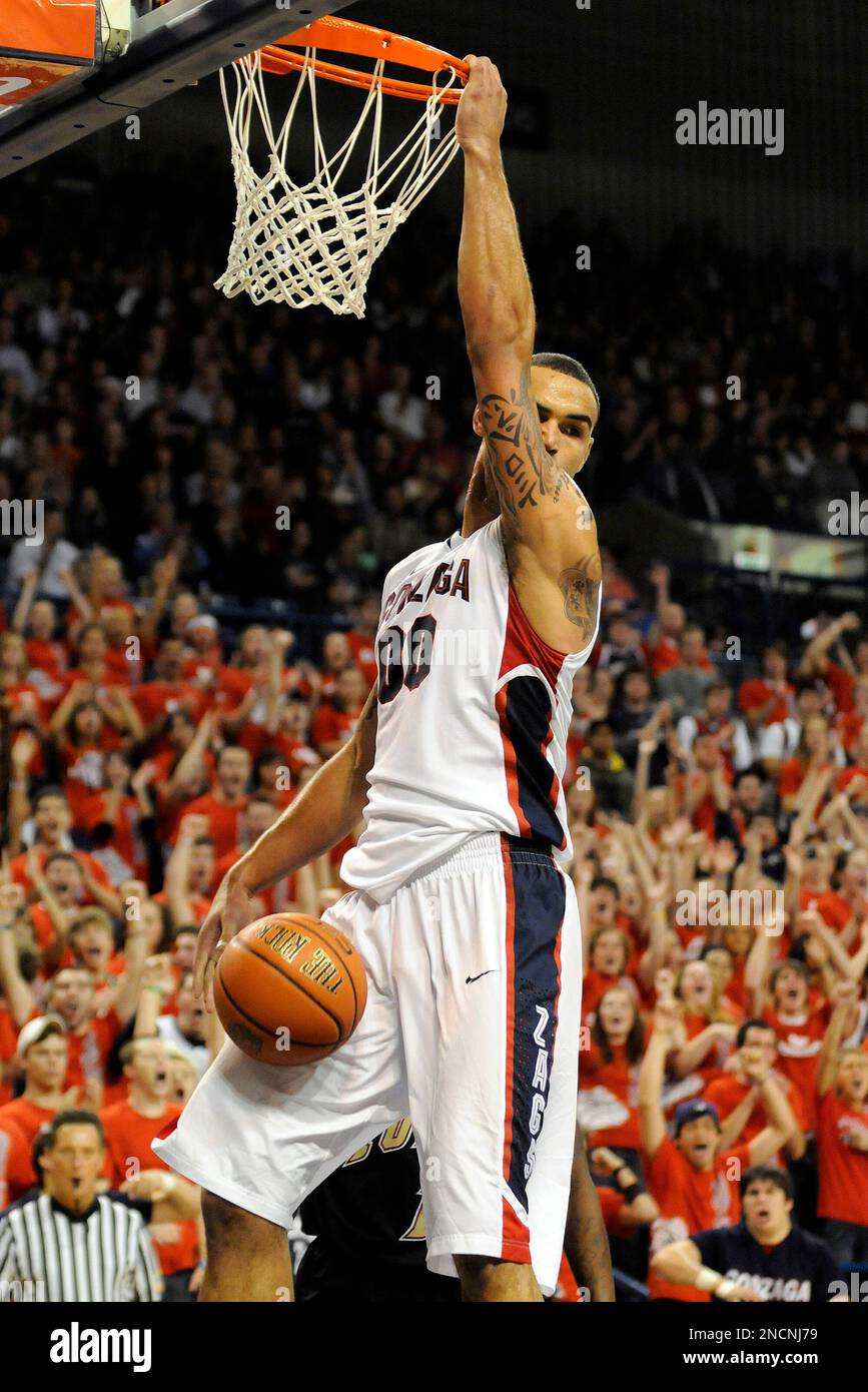 Gonzaga's Robert Sacre (00) puts in the dunk against IUPUI in the first ...
