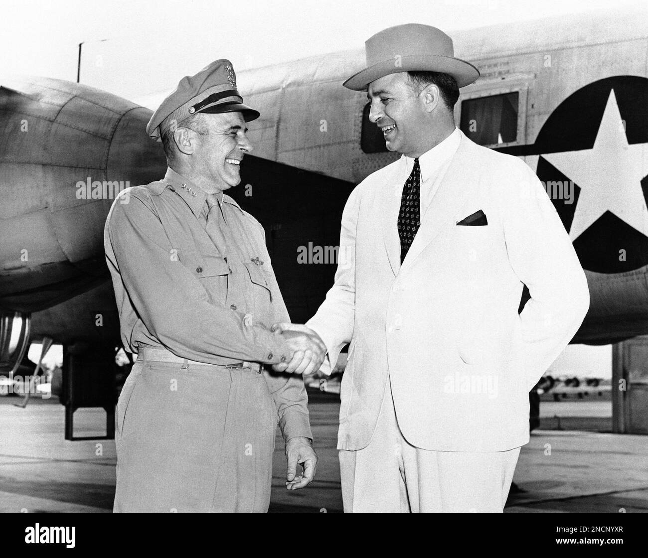 Lt. Gen. Jimmy Doolittle is greeted by an old friend, Albert I. Lodwick ...